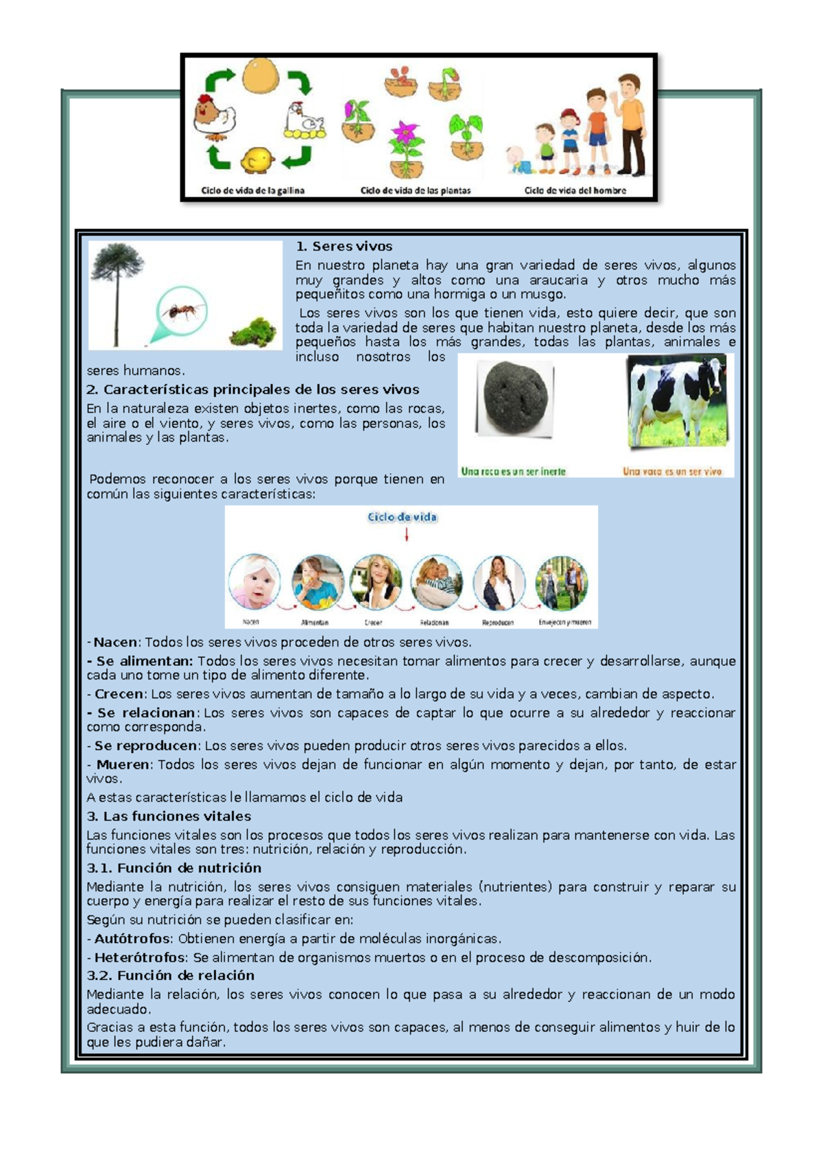 Ficha de CYT-ciclo de vida-20 de noviembre - 1. Seres vivos En nuestro ...