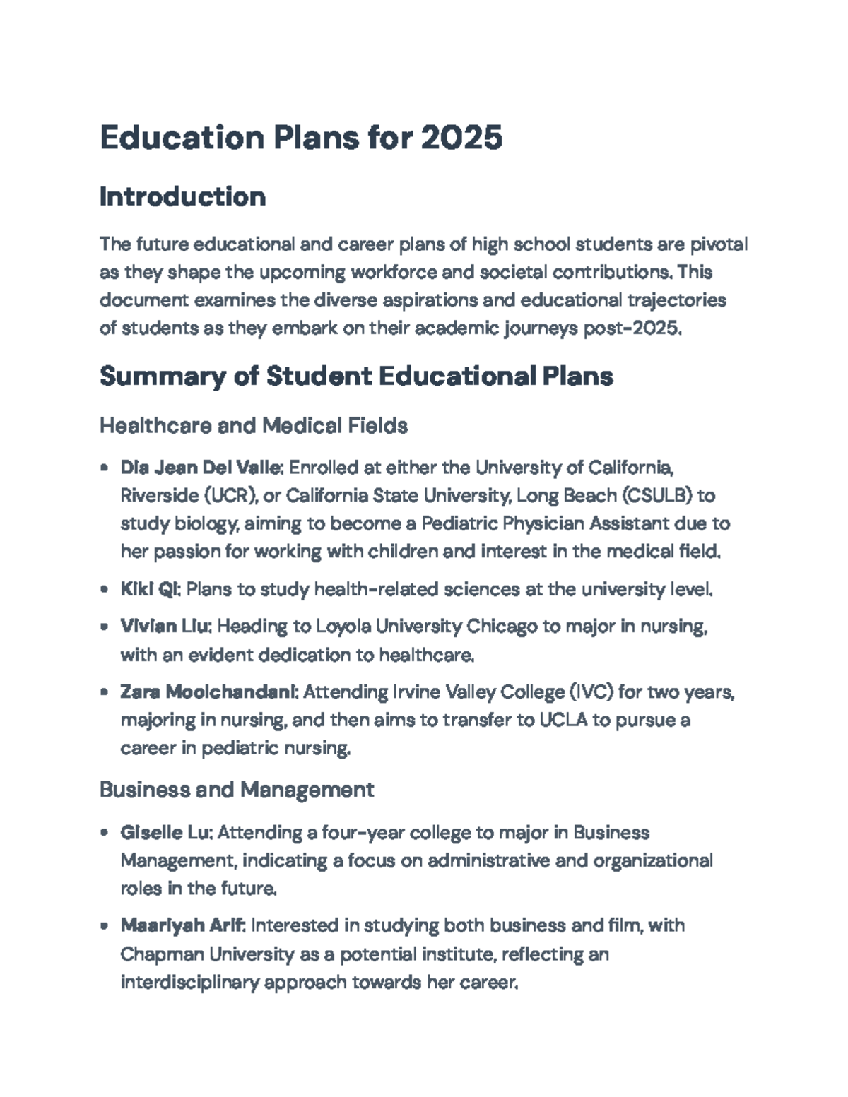 Future Educational Plans of Students Post-2025: Trends and Insights ...