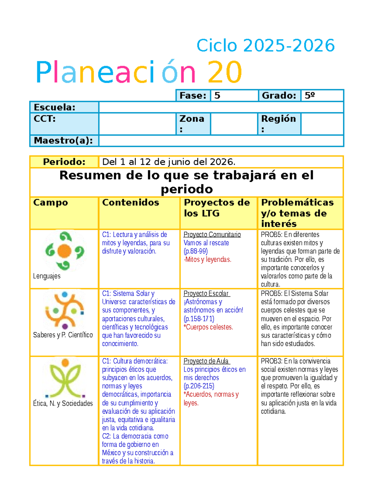 5° Planeación Didáctica: Proyectos sobre Mitos, Leyendas y el Sistema ...