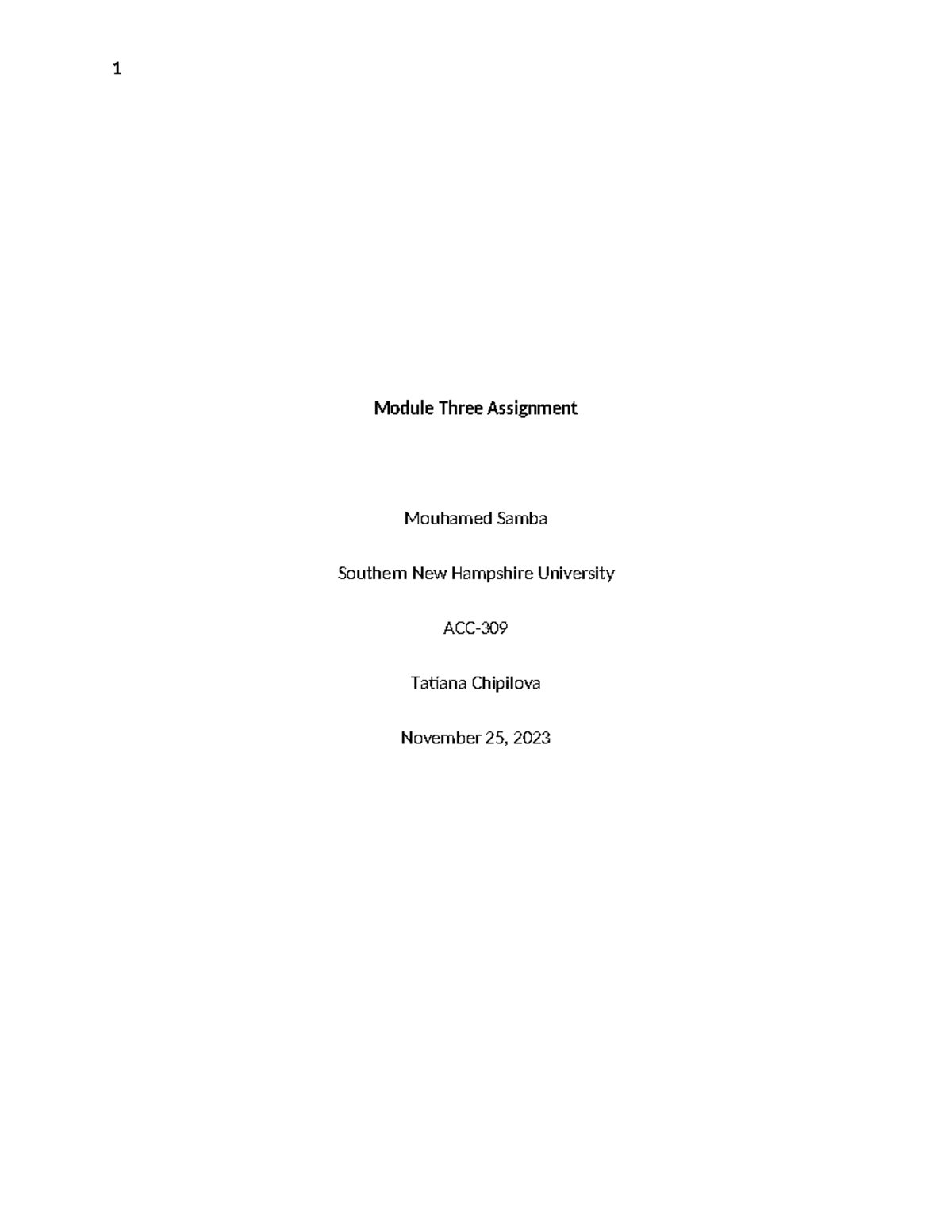 ACC309 Management Brief 3 - Module Three Assignment Mouhamed Samba ...