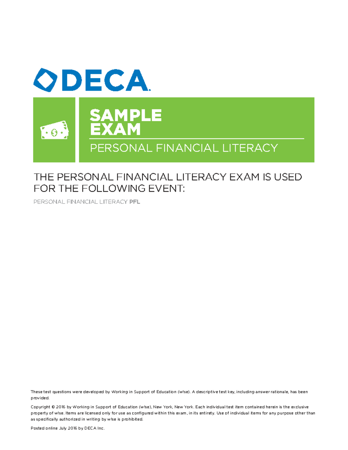 PFL 101 Sample Exam: Personal Financial Literacy Test Questions - Studocu