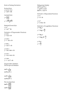 Basic Calculus Cheatsheet - Basic Calculus Cheatsheet Applications of ...
