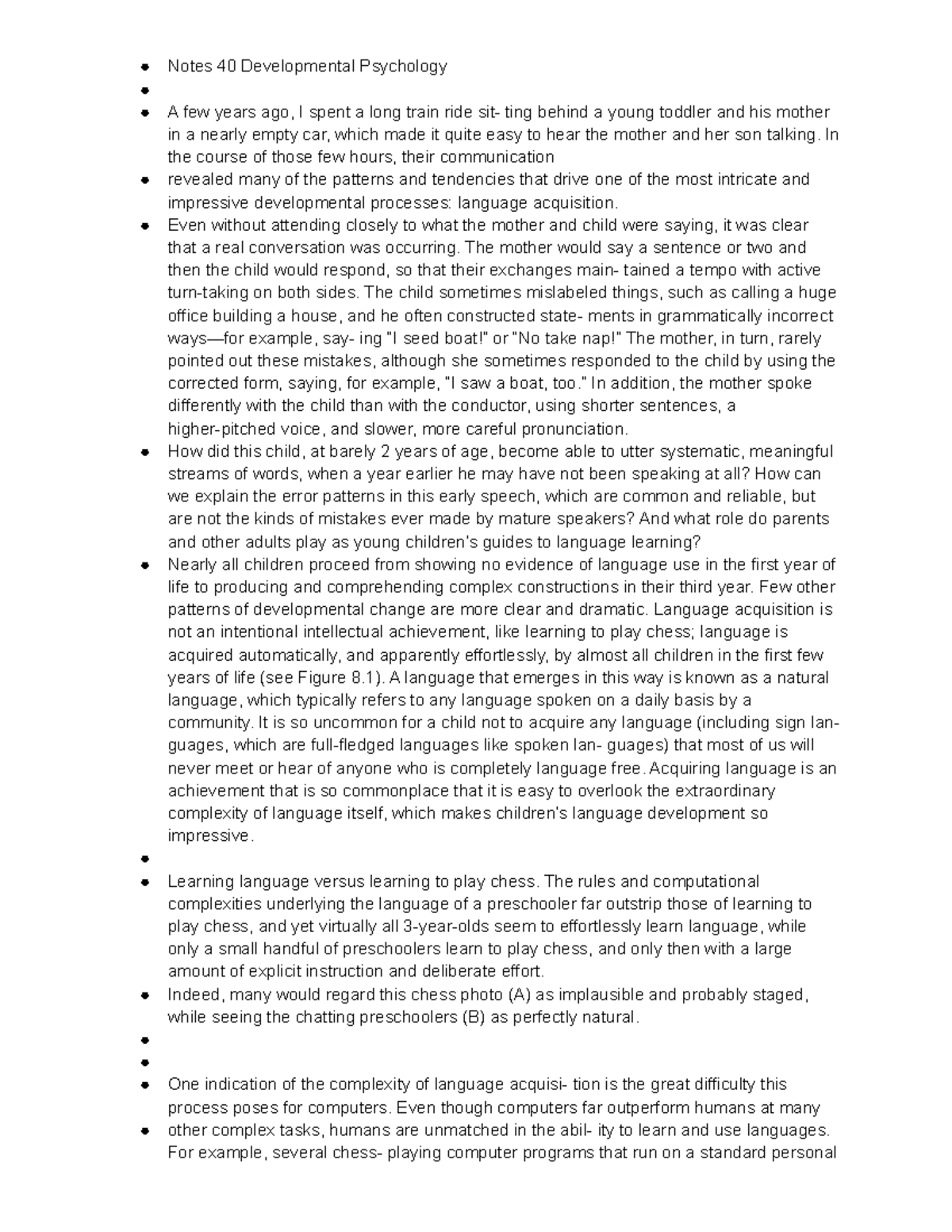 Notes 40: Language Acquisition in Developmental Psychology - Studocu
