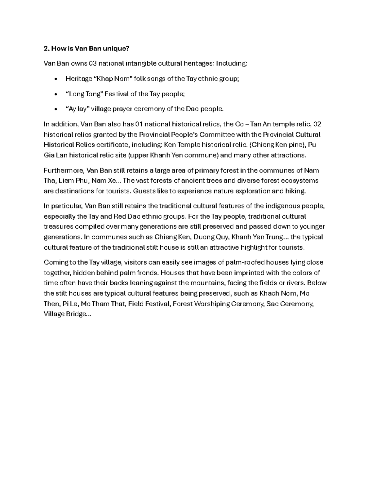 Stu 4 - Cross-Cultural Management: Unique Heritage of Van Ban - Studocu