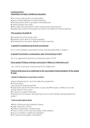 [Solved] list the 6 Early Learning and Development Areas ELDAS - Early ...