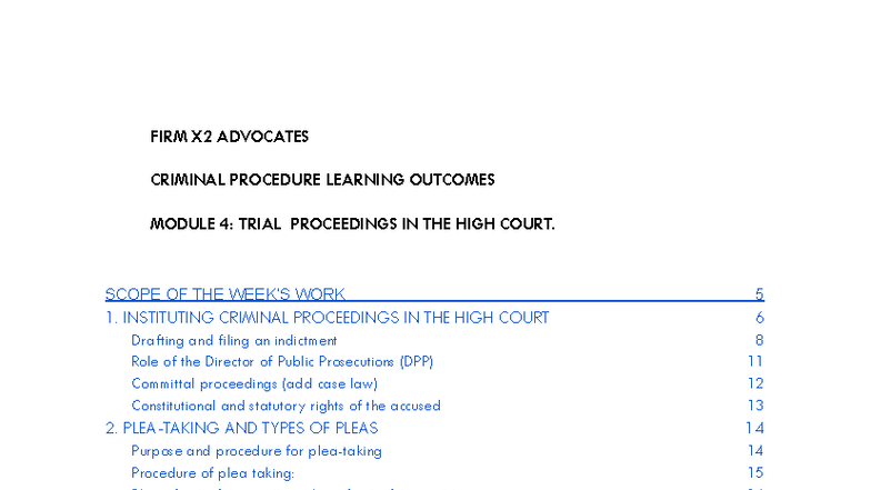 FIRM X2 Criminal Procedure Module 4: High Court Trial Proceedings Guide ...