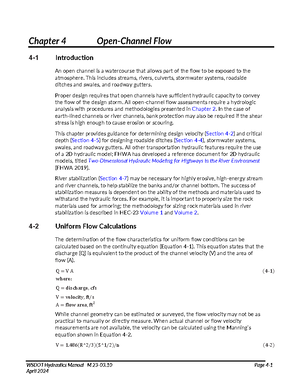 Lecturenote 603449035 Open Channel Hydraulics chapter one - 1. INTRODUCTION TO OPEN-CHANNEL FLOW ...