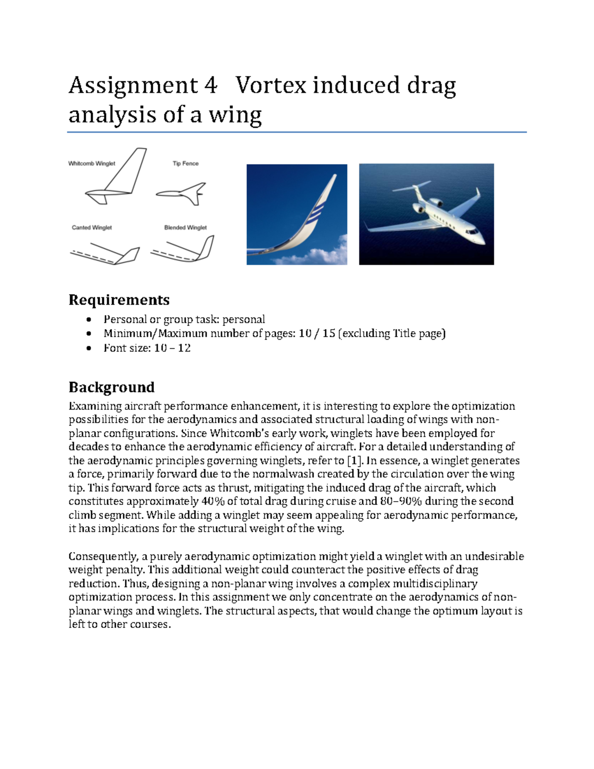 Assignment 4: Analysis of Vortex Induced Drag in Wing Design - Studeersnel