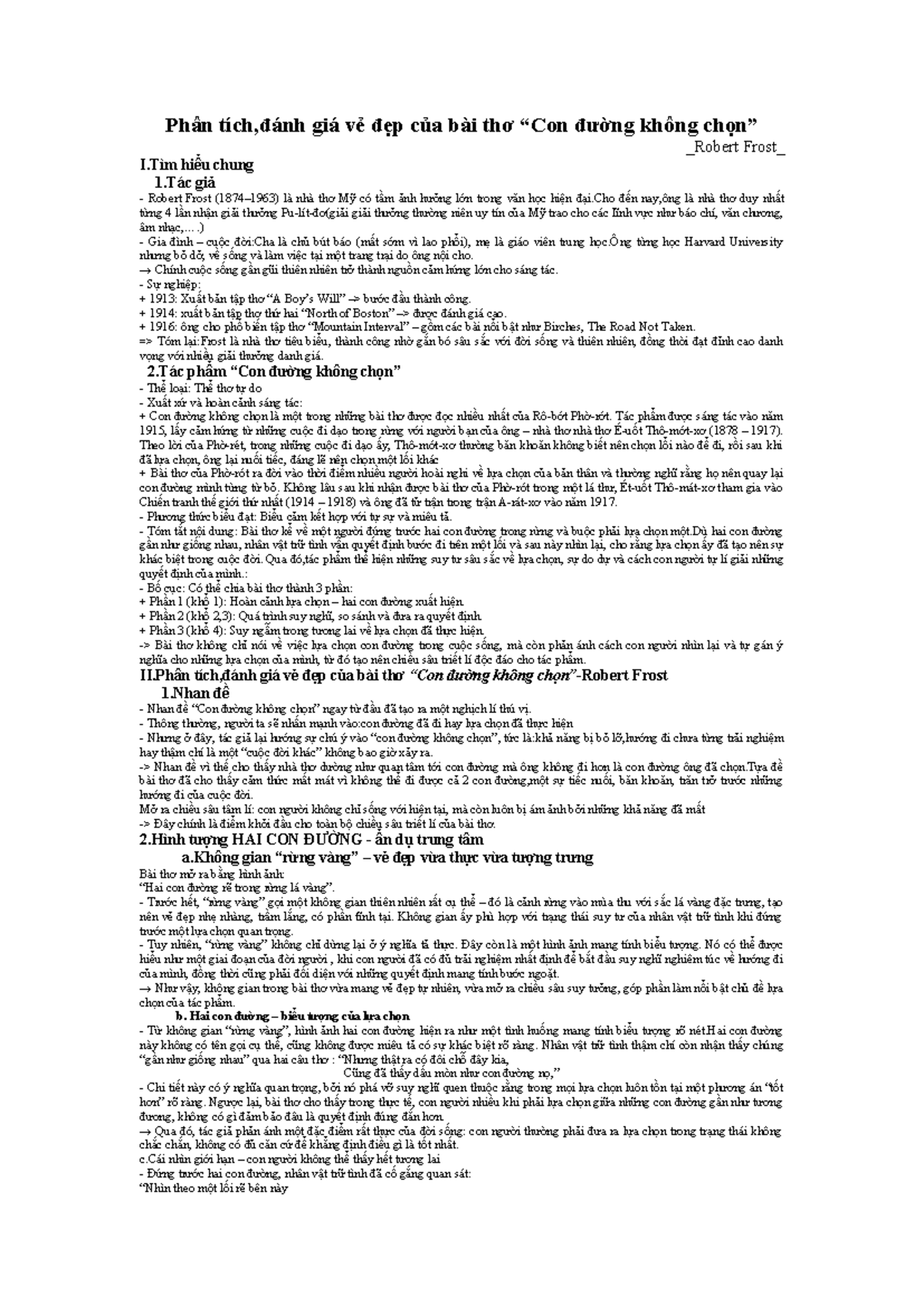 Phân Tích Bài Thơ "Con Đường Không Chọn" của Robert Frost - Nhóm 5-10CV ...