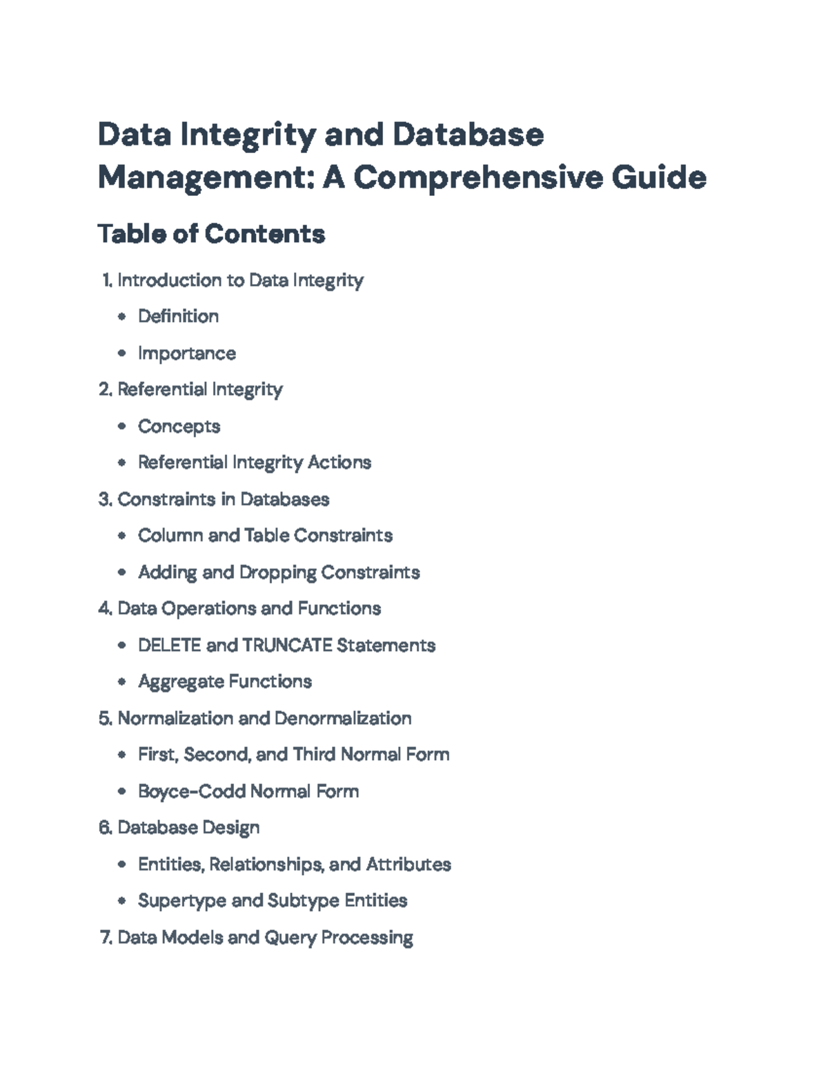 Comprehensive Guide to Data Integrity & DB Management (DBM101) - Studocu