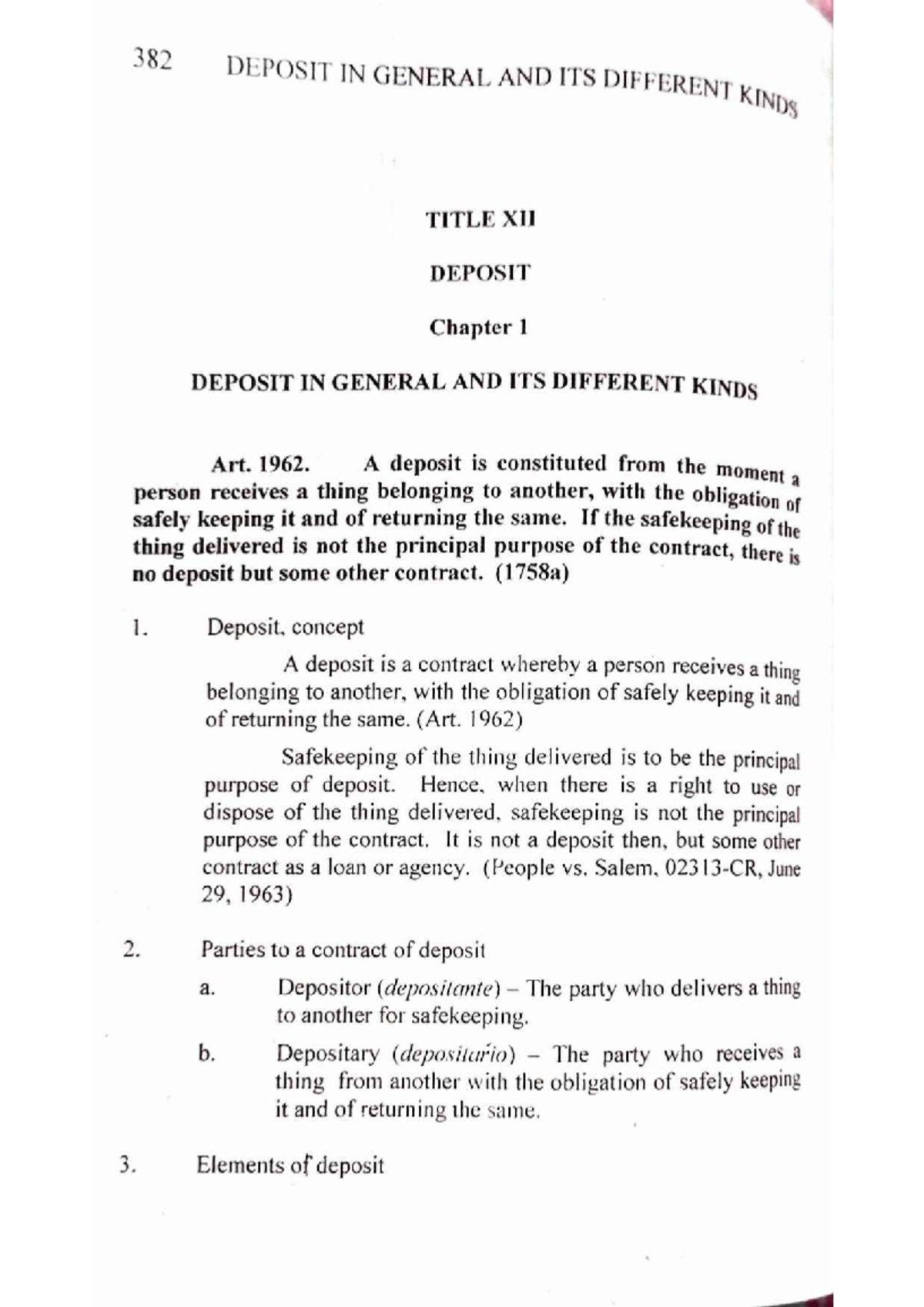 382 82 DEPOSIT IN GENERAL AND ITS DIFFERENT KIN: Chapter 1 Overview ...