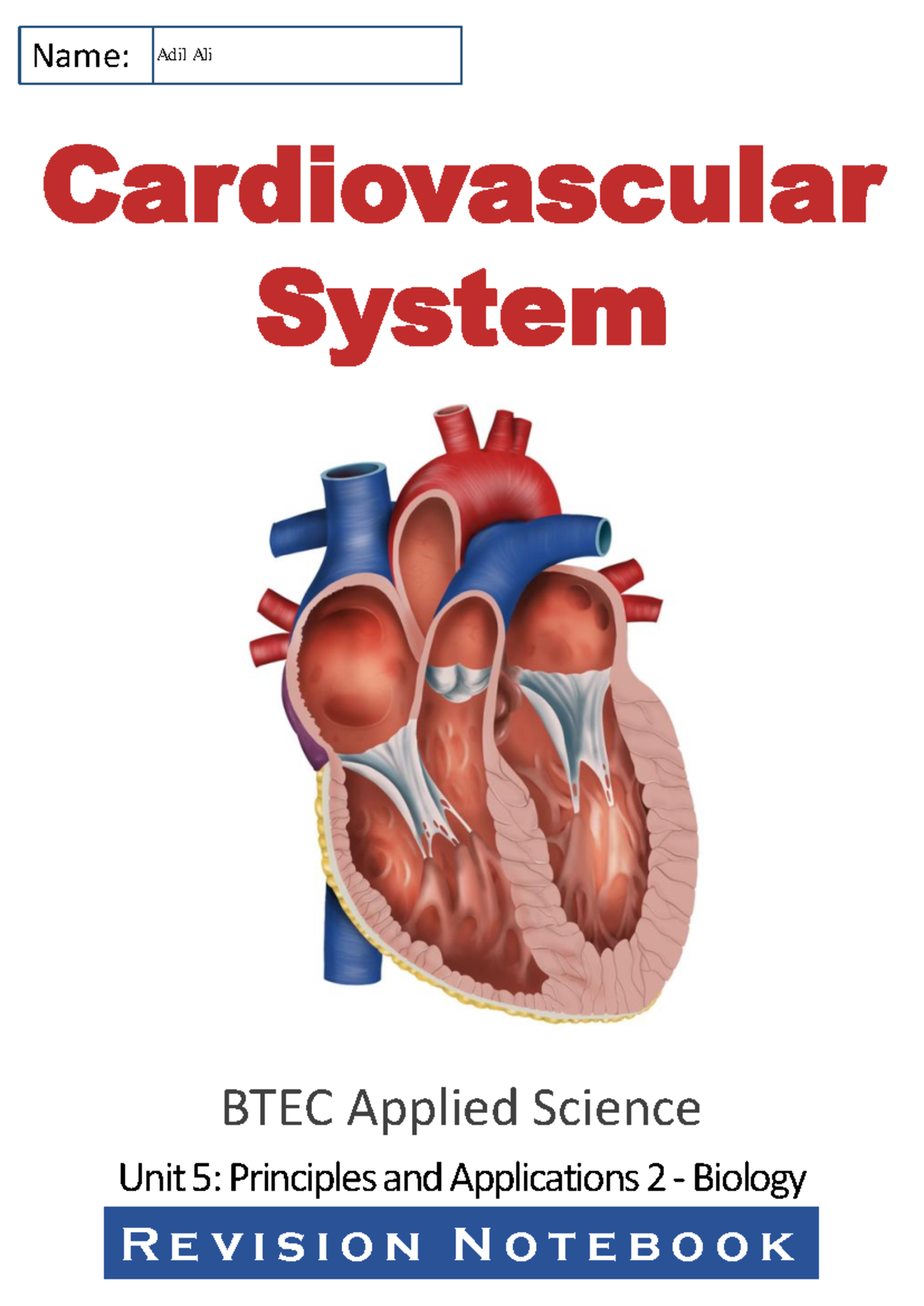BTEC Applied Science Unit 5: Cardiovascular System Revision Notes - Studocu