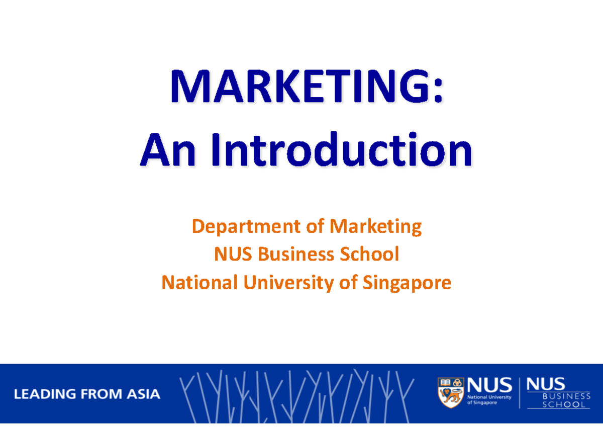 Handout LT1 Intro - MARKETING: An Introduction Department of Marketing ...