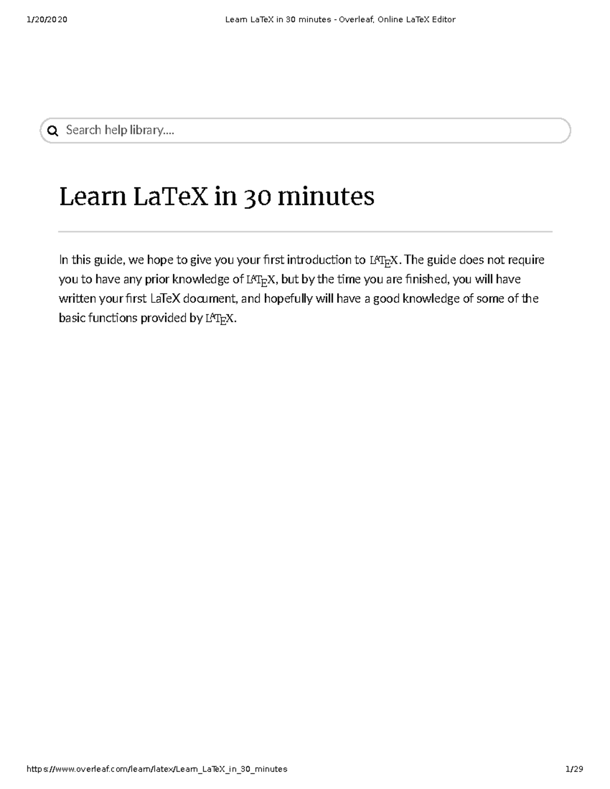 Learn LaTeX Basics in 30 Min: A Quick Guide for New Users - Studocu