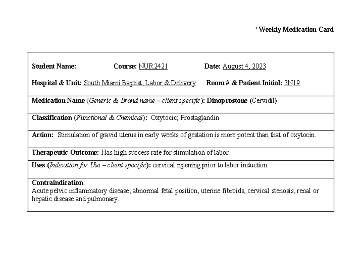 NUR1022 Medication Card: Lorazepam Overview & Clinical Considerations ...