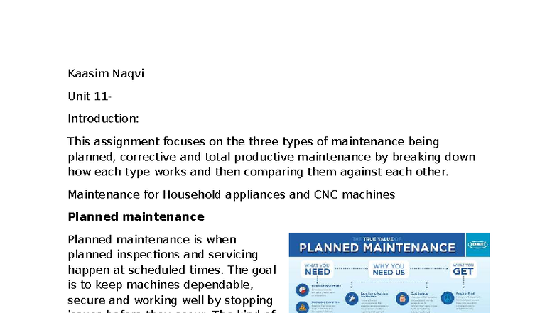 Unit 11a: Maintenance Types - Planned, Corrective, and TPM Analysis ...