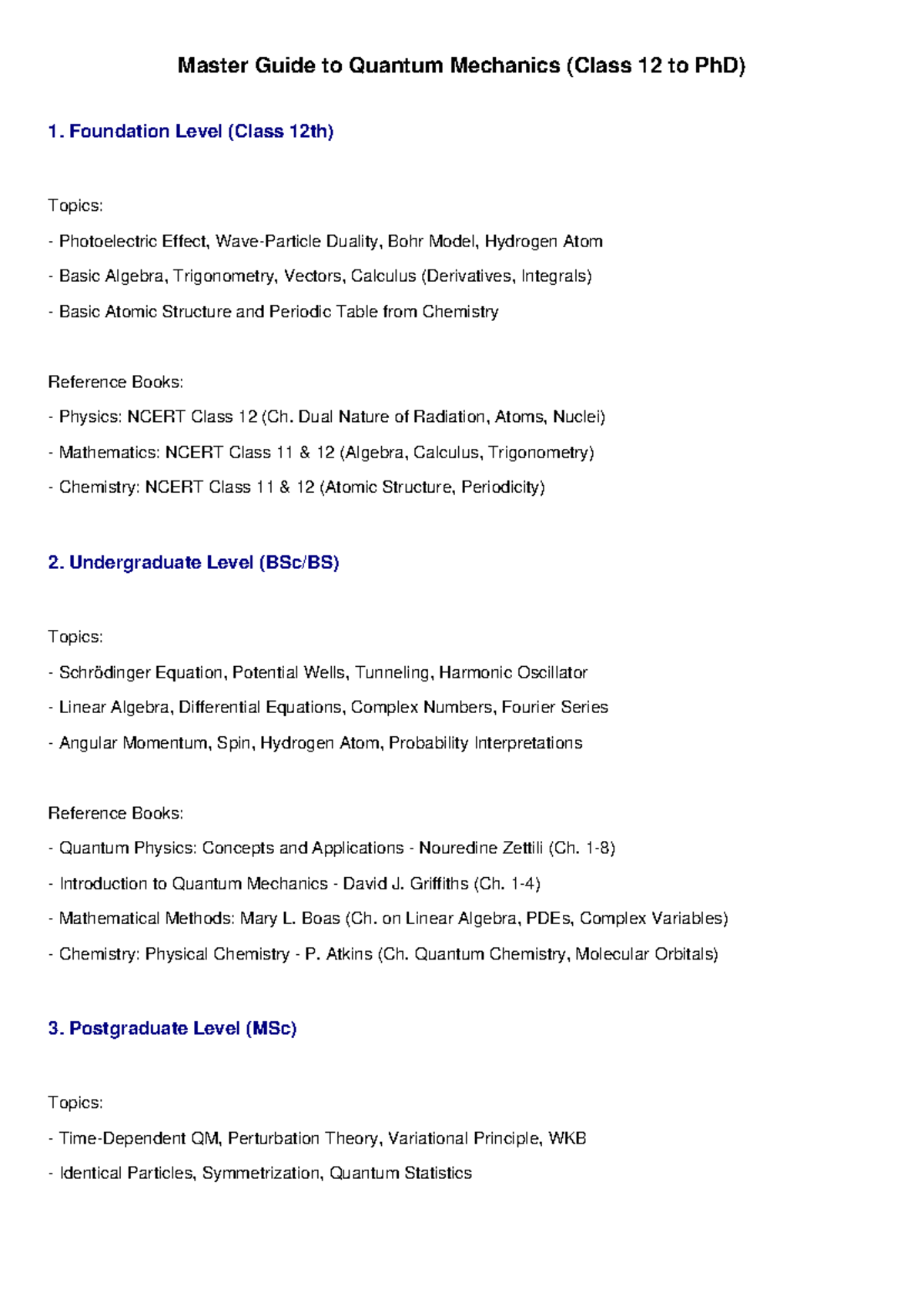 Master Guide to Quantum Mechanics (Class 12 to PhD) - Studocu