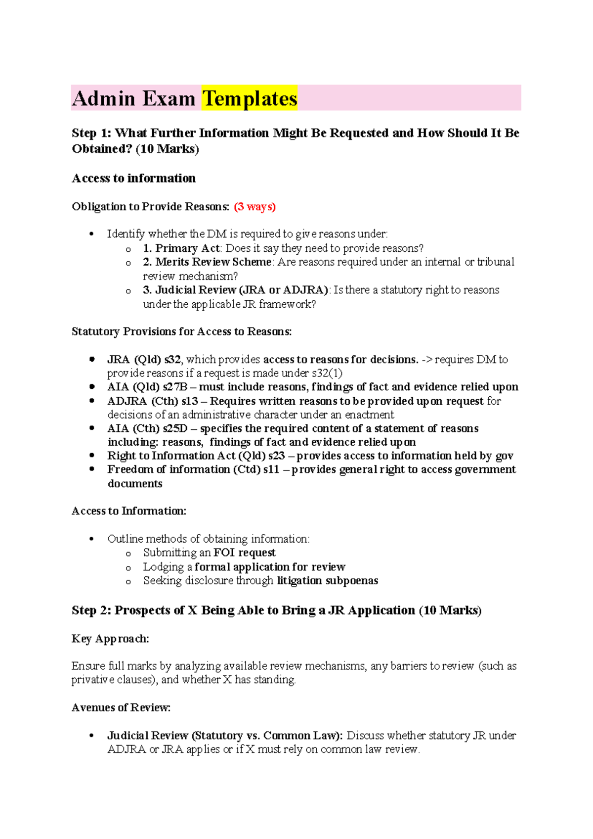 Admin Exam Templates - Admin Exam Templates Step 1: What Further ...