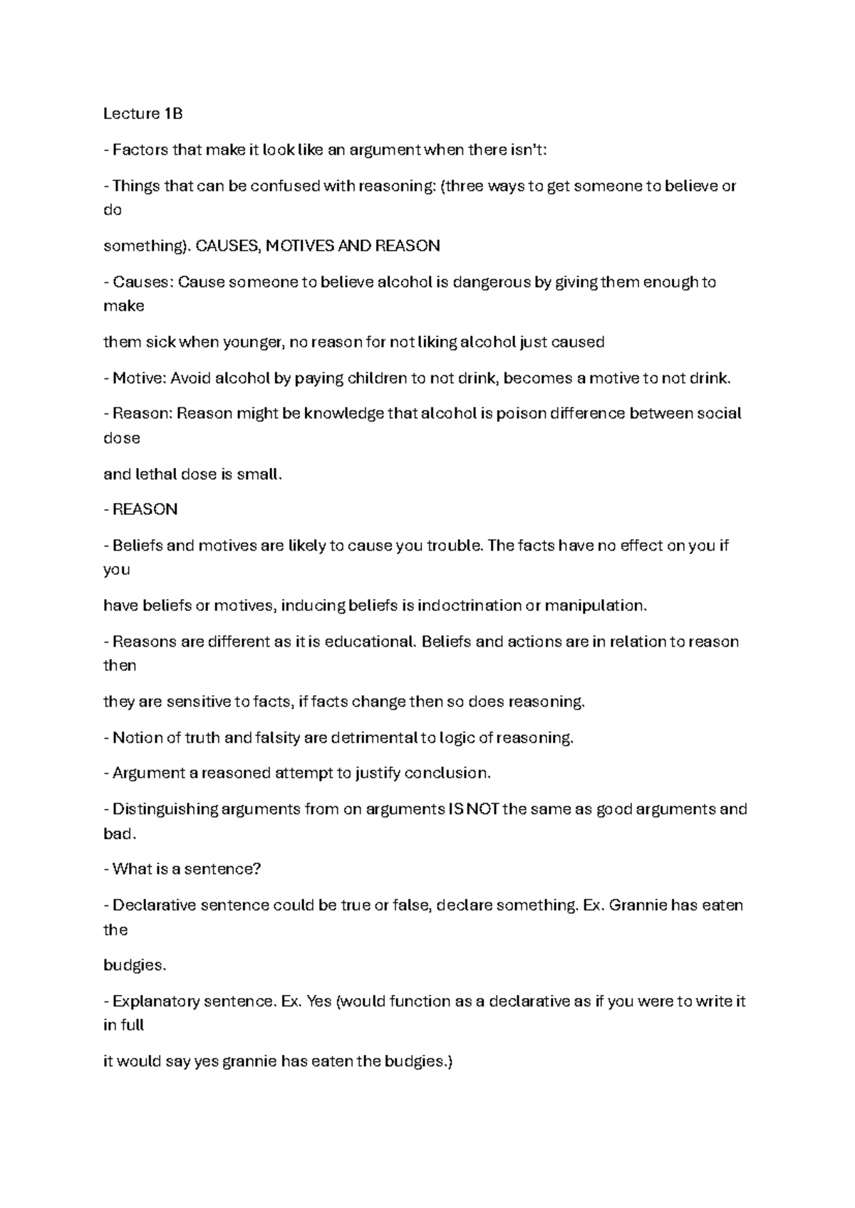 Lecture 1B: Understanding Arguments, Reasoning, and Sentence Types ...