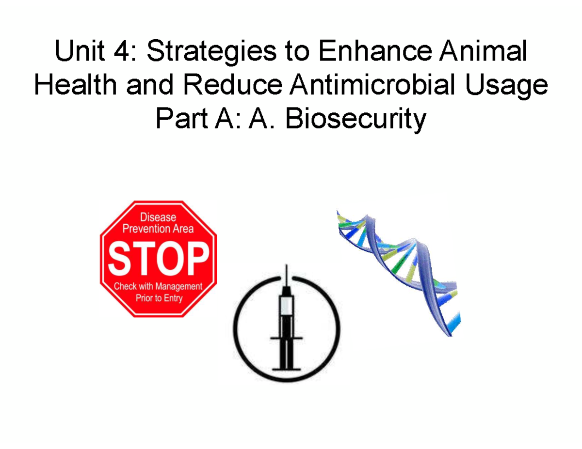 Unit 4A: Biosecurity Strategies for Animal Health Enhancement 2025 ...