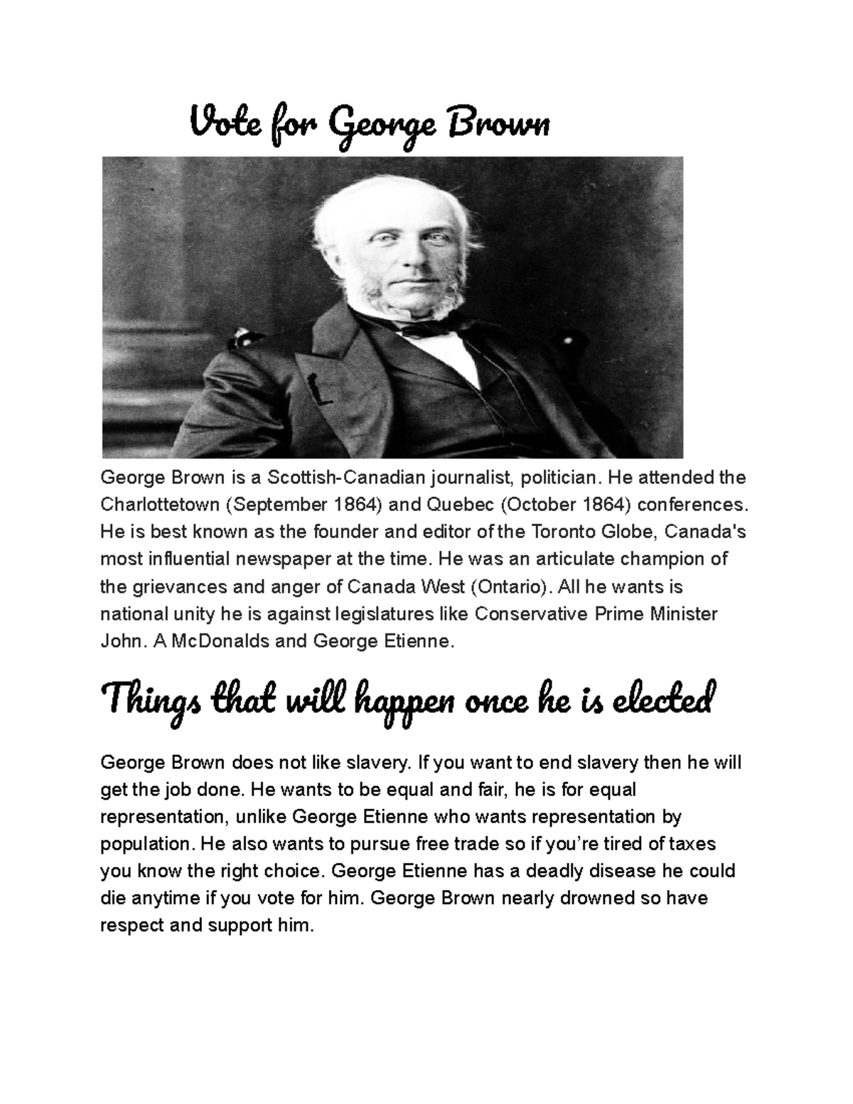 Vote for George Brown: A Champion for Unity and Equality - Studocu