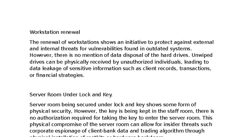 Workstation Renewal - Cybersecurity Risks & Mitigations for CSS - Studocu