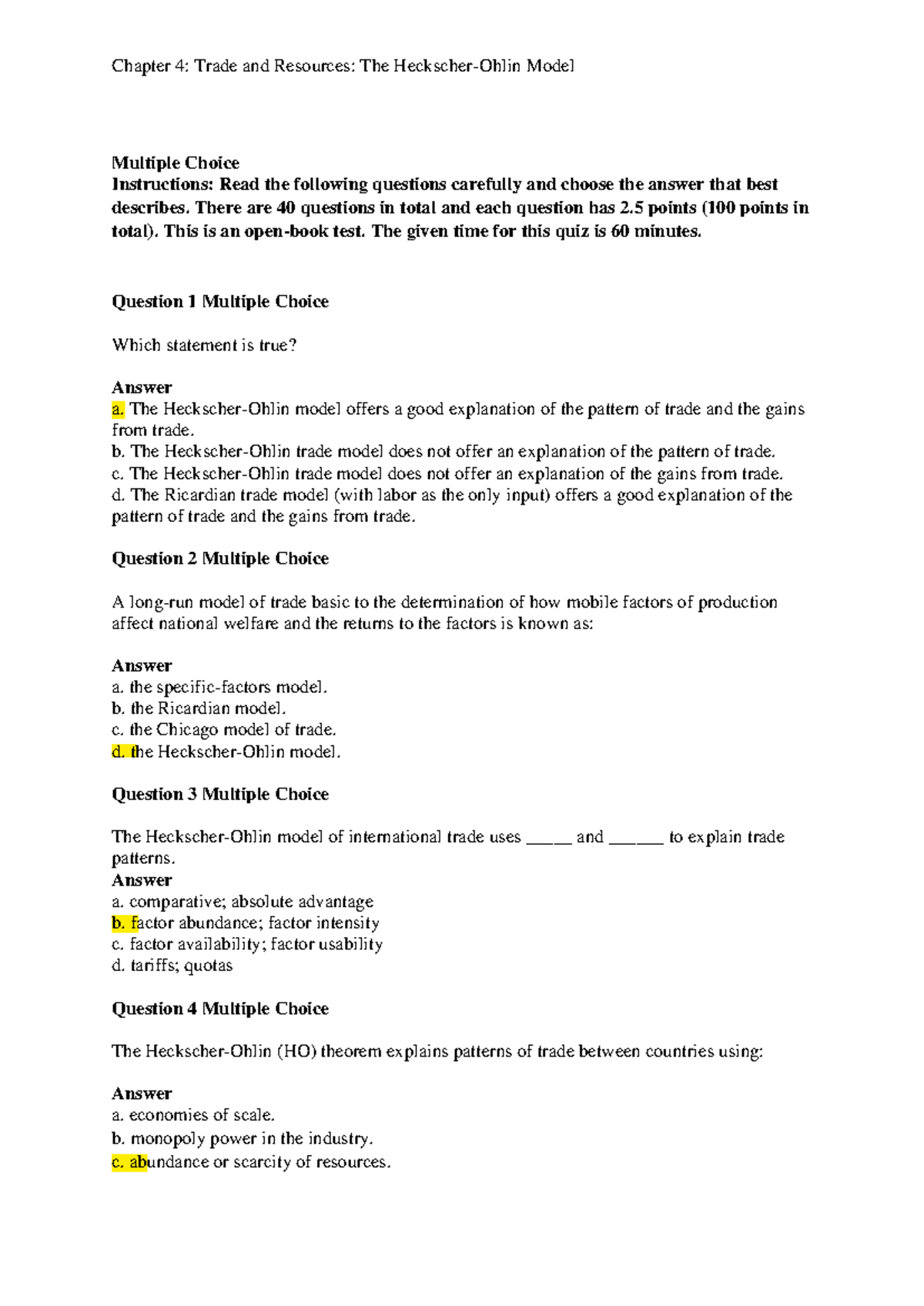 570028972 QUIZ CHAP 4: Key Concepts in International Economics - Studocu