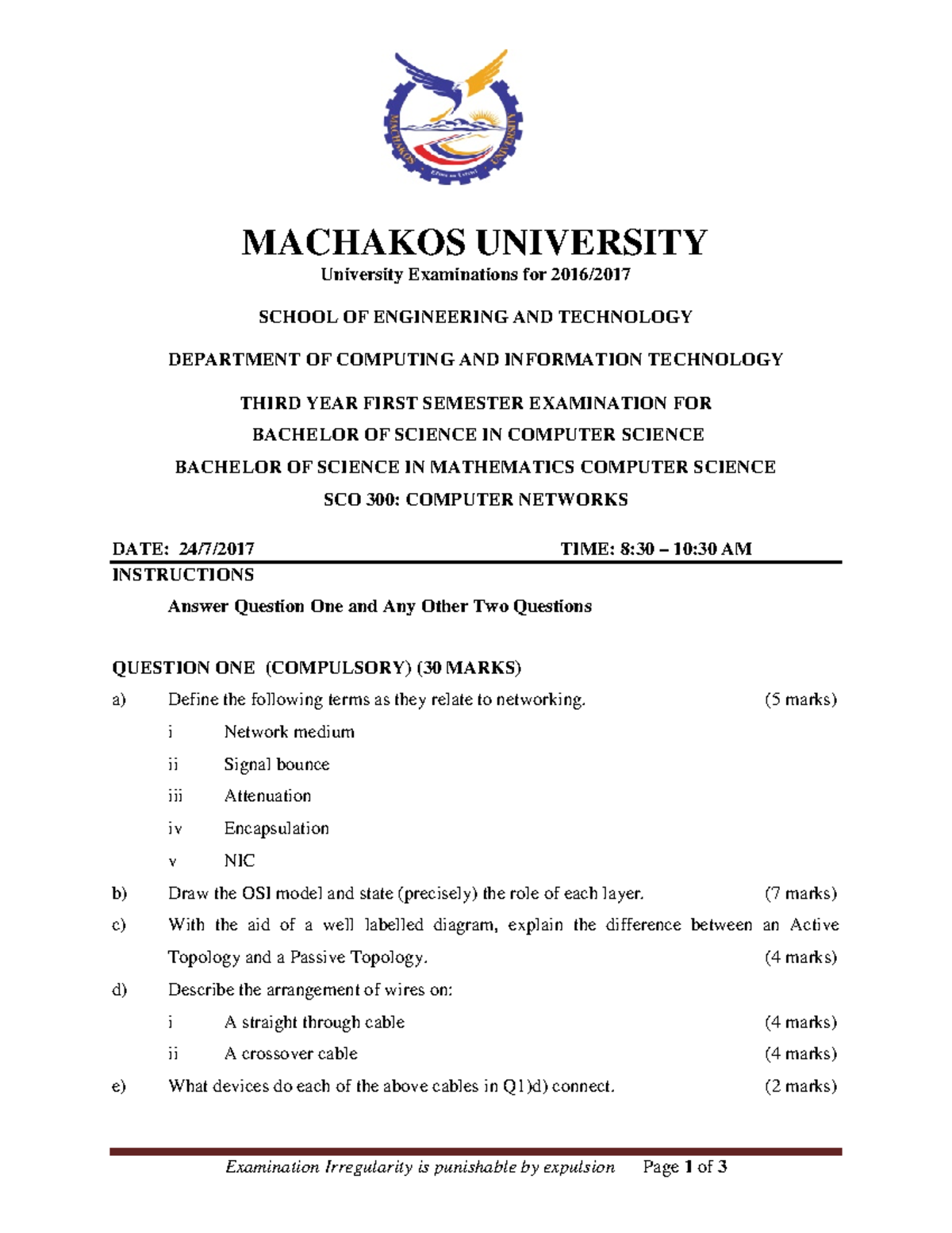 SCO 300: Computer Networks Final Exam Review Notes - Studocu