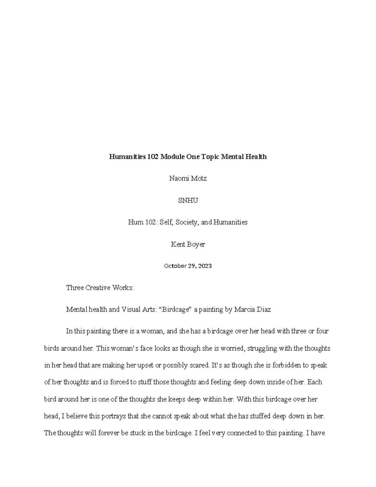 Hum 102 Module 1-2 Short Answer: Exploring Love in Creative Works - Studocu