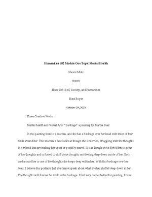 Hum-102 Short Answer Assignment on Mental Health Perspectives - Studocu