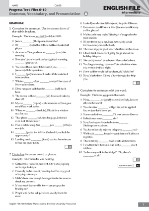 Unit 3 A,B - English file 3 test - 3 Grammar, Vocabulary, and ...