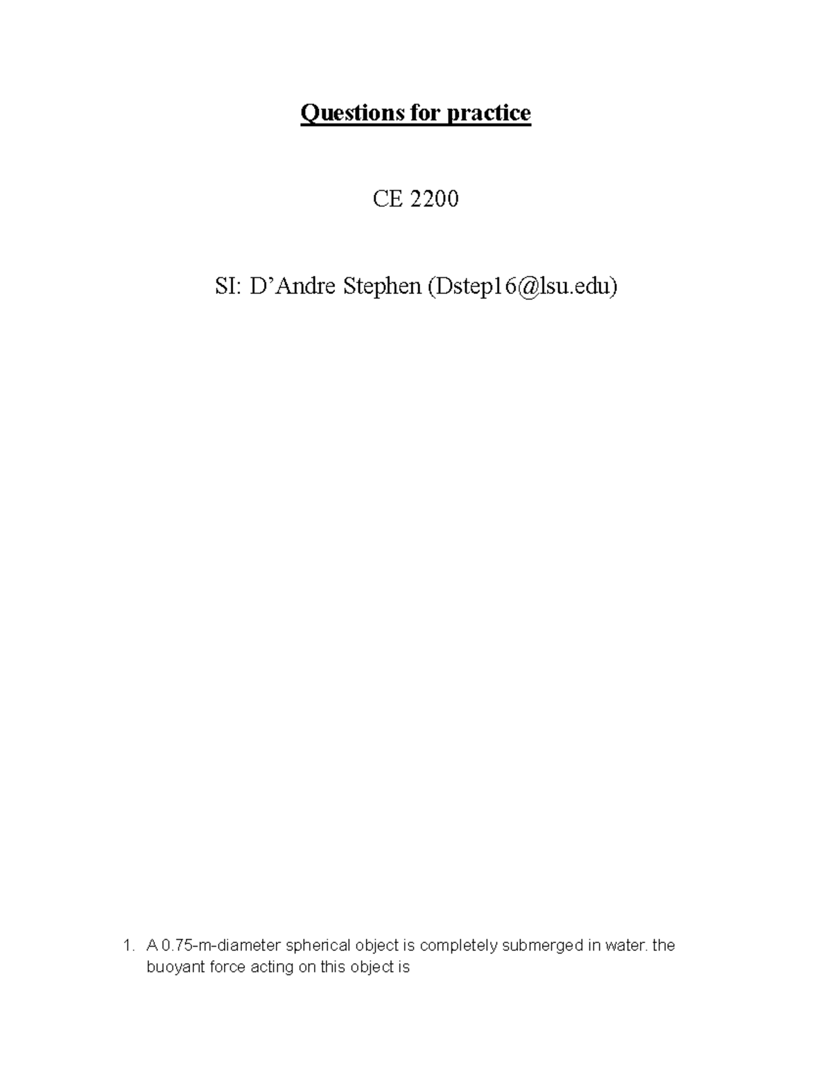 CE 2200 Chapter 3 Practice Problems - Sept 29th - Studocu
