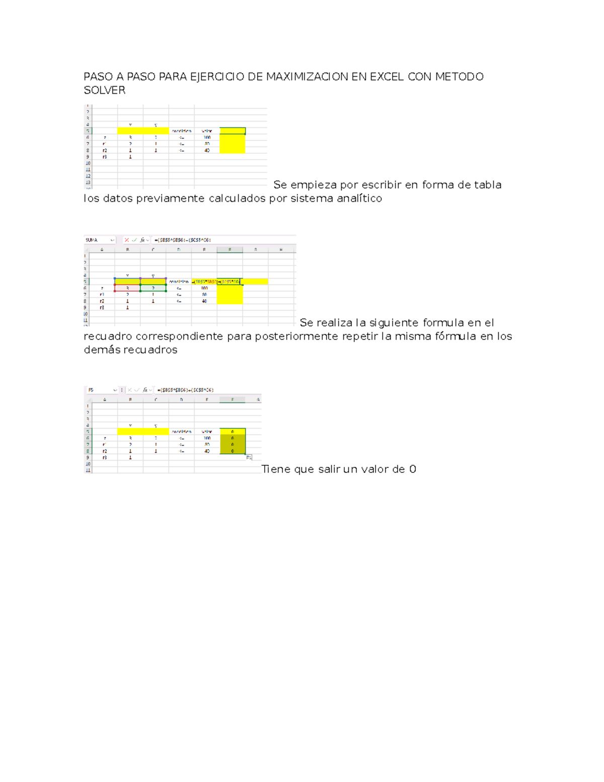 Ejercicio paso a paso de maximizacion - PASO A PASO PARA EJERCICIO DE MAXIMIZACION EN EXCEL CON ...