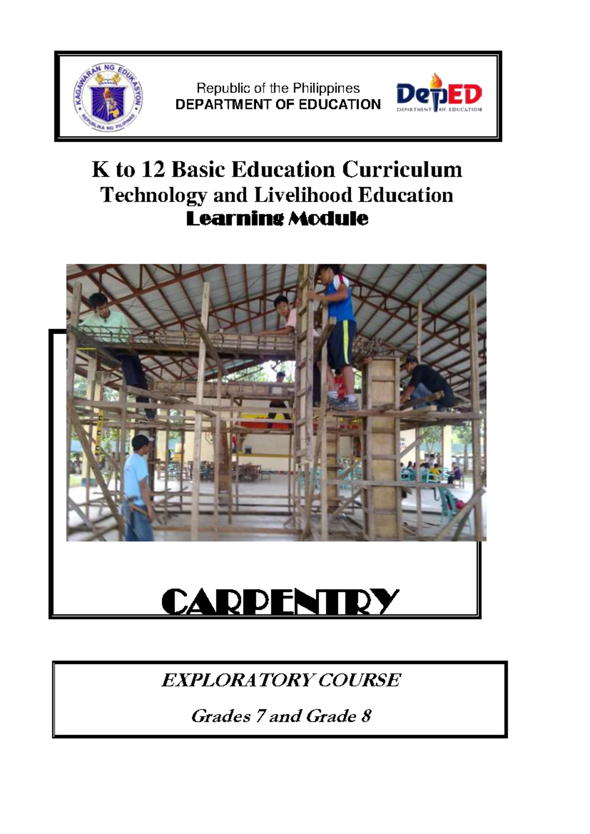 K to 12 TLE Carpentry Learning Modules for Grades 7-8 - Studocu