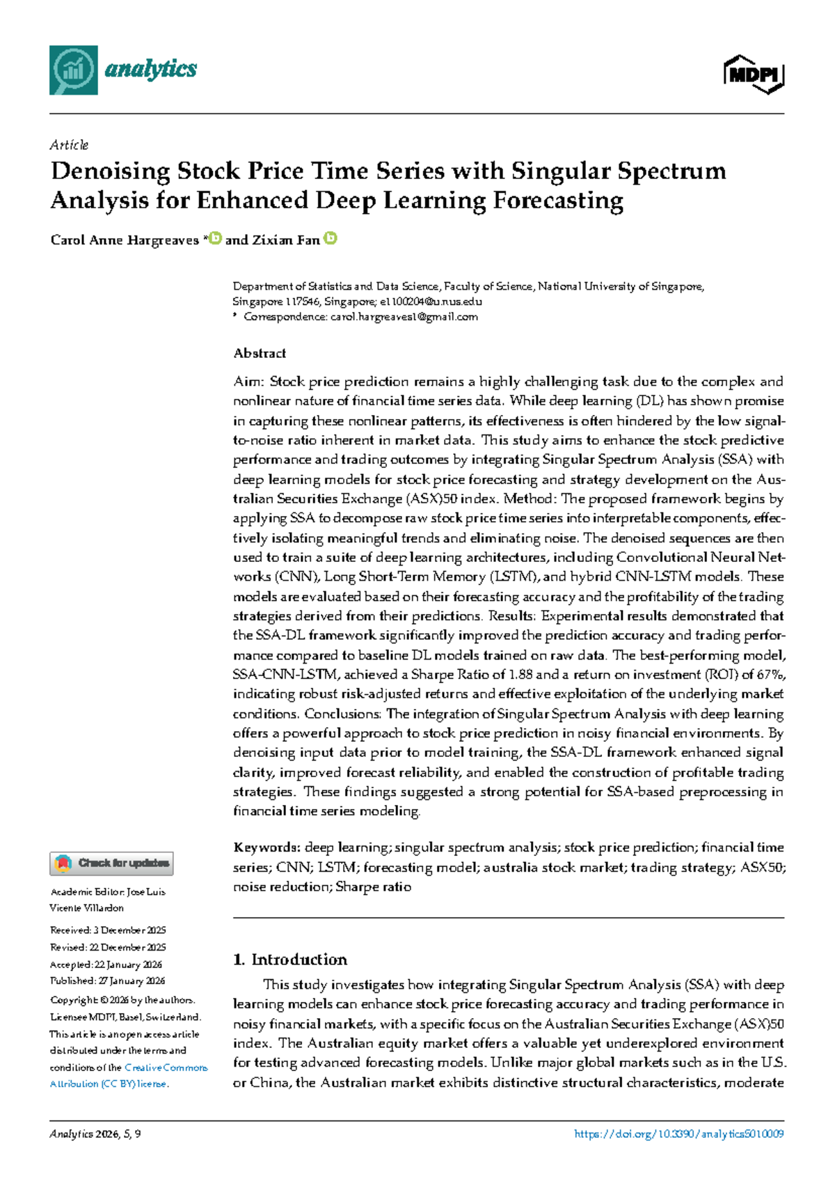 Denoising ASX50 Stock Prices with SSA for Enhanced Deep Learning ...
