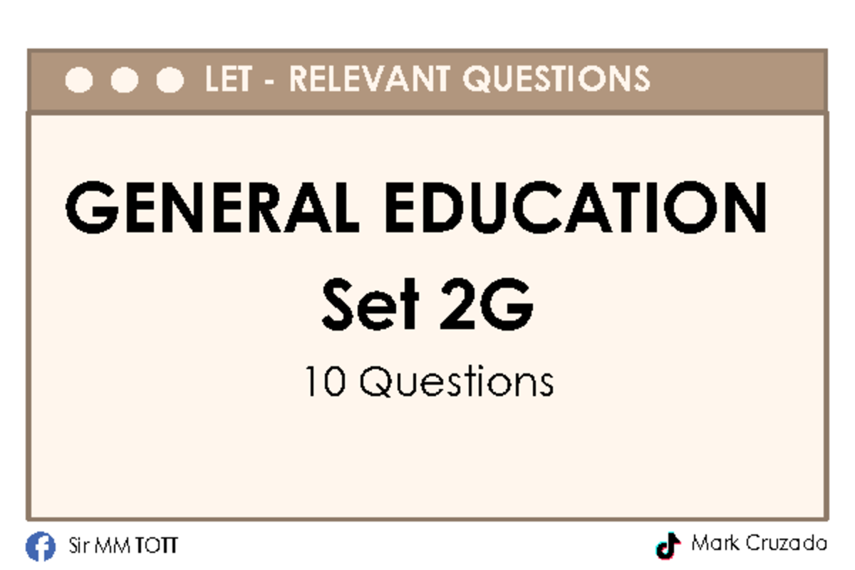 LET RELEVANT QUESTIONS Gen Ed Set 2G Flashcards for Review - Studocu