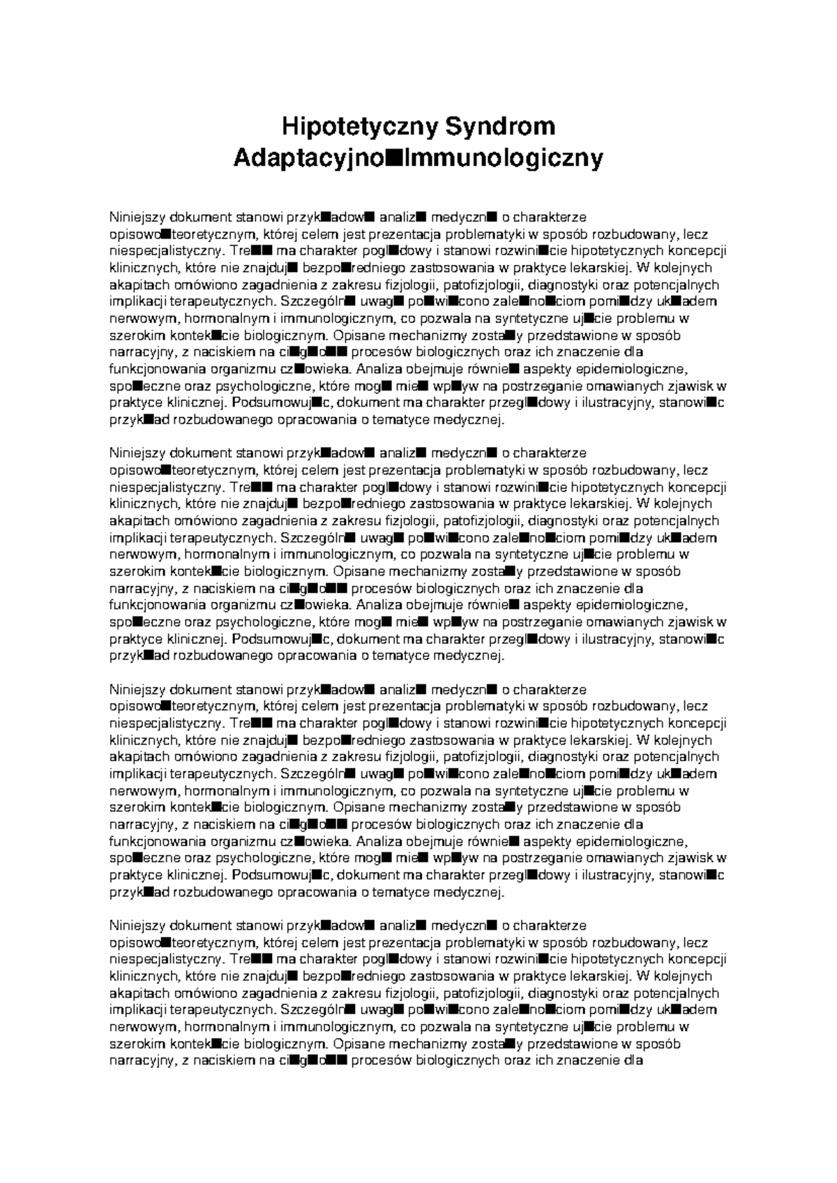 Hipotetyczny Syndrom: Analiza Koncepcji Klinicznych i Terapeutycznych ...