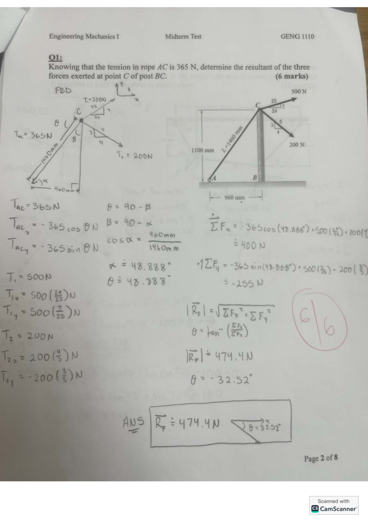 Engineering Mechanics I Midterm Practice Problems GENG 2024 - Studocu