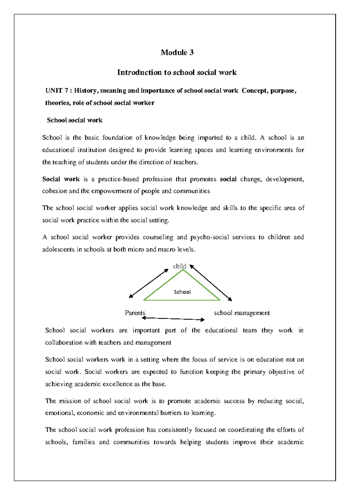 Module 3: Introduction to School Social Work - History, Purpose & Roles ...