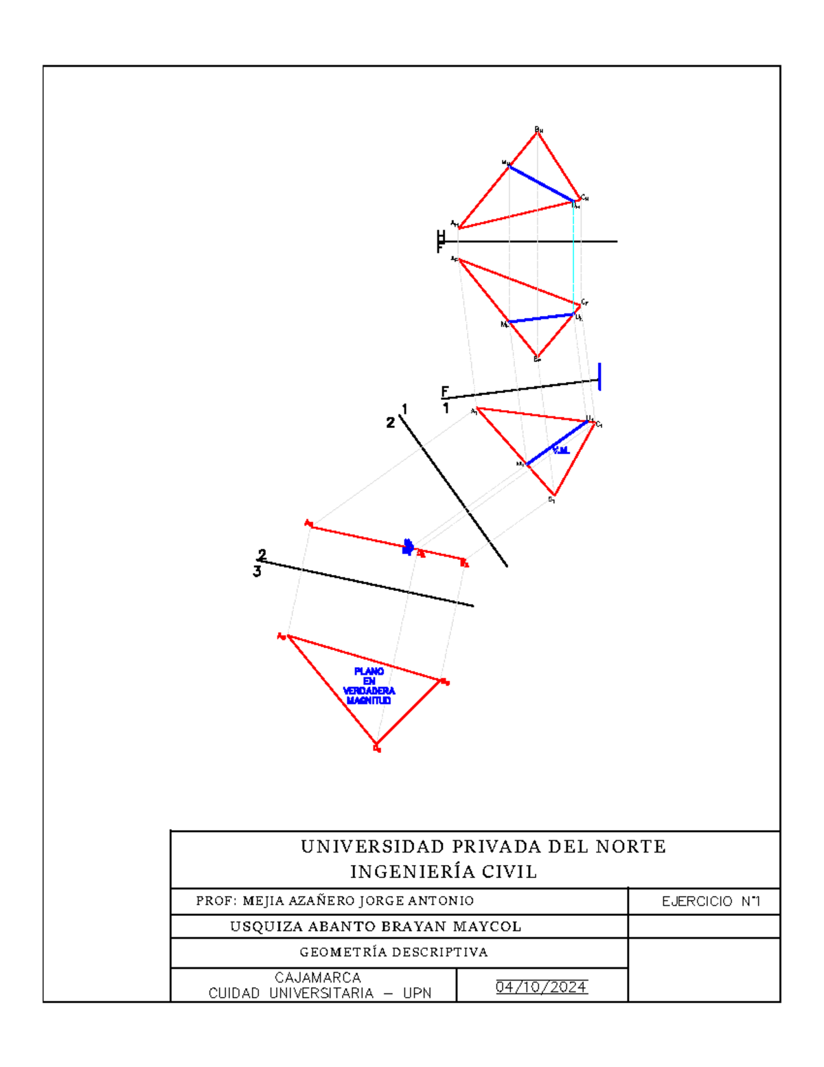 Ejercicio 1 - Plano en verdadera magnitud - Geometria Descriptiva ...