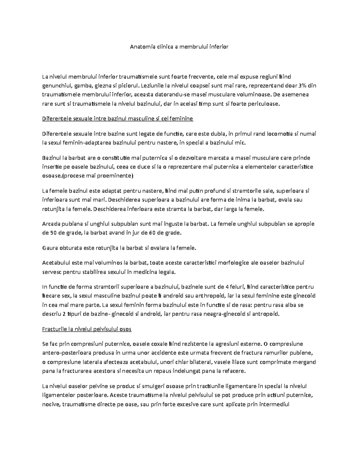 Anatomia clinica a membrului inferior - Leziunile la nivelul coapsei ...