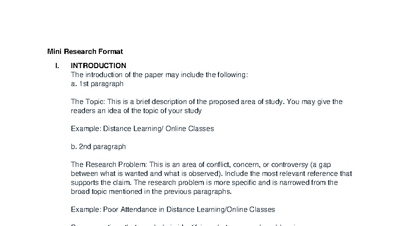 Mini Research Format: Guidelines for Effective Study Design - Studocu