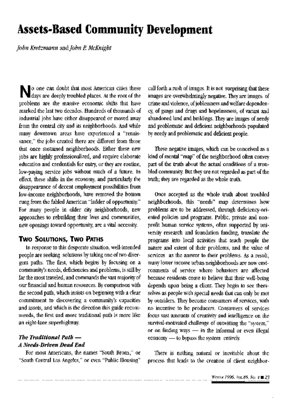 Asset-Based Community Development: A Shift from Needs to Capacities ...