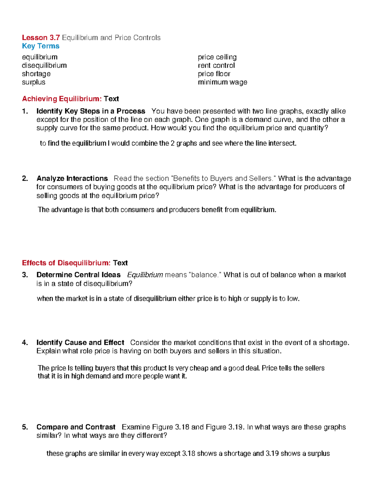Lesson 3.7: Understanding Equilibrium & Price Controls Explained - Studocu