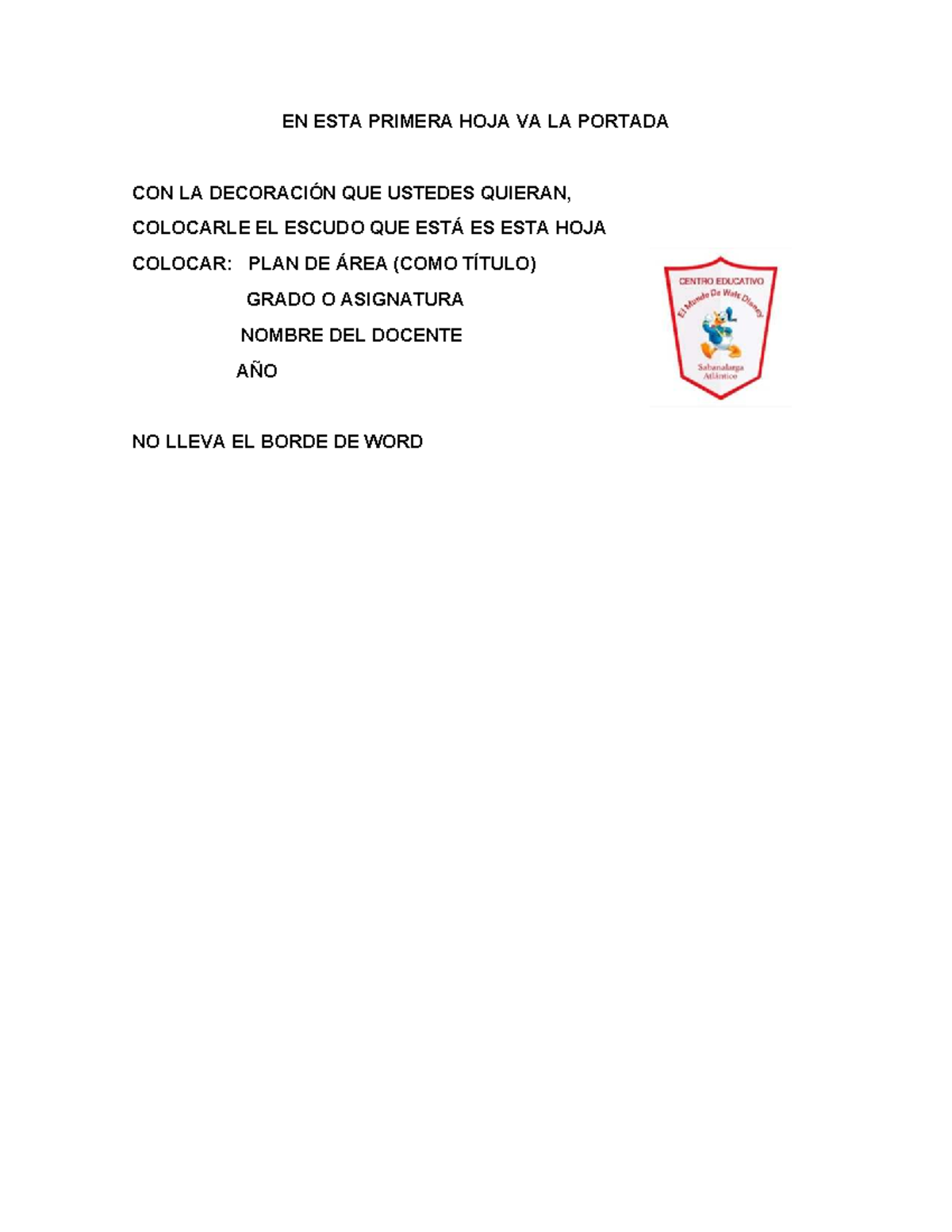 Plan De Areas 2024 Plan De Area En Esta Primera Hoja Va La Portada