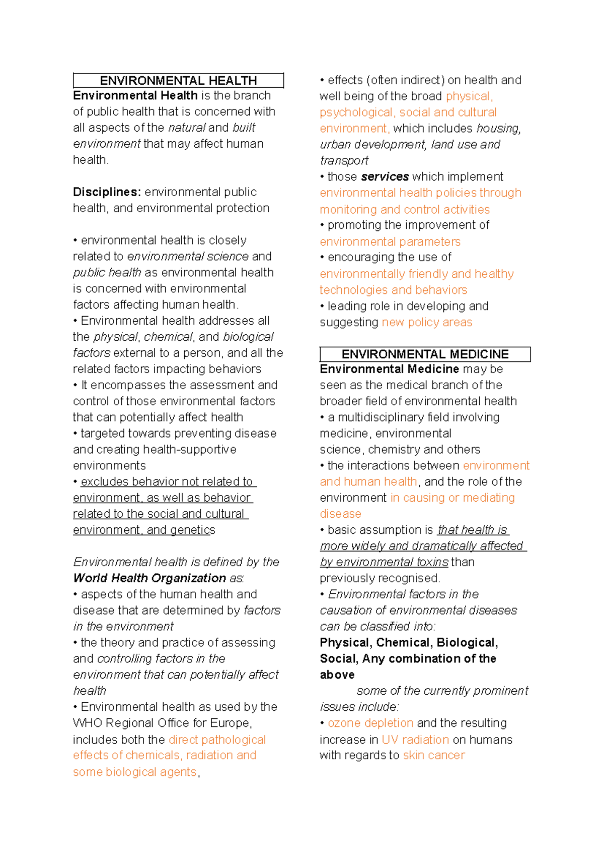 ENVIRONMENTAL HEALTH: Key Concepts and Impacts on Human Well-being ...