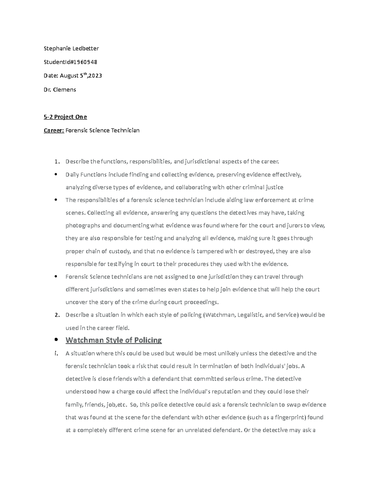 Cj-205 Forensic Science Technician: Functions, Responsibilities, and ...