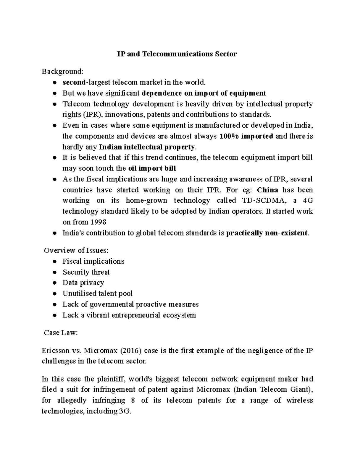 Telecommunication Law Notes (Course Code: TL-101) - Studocu