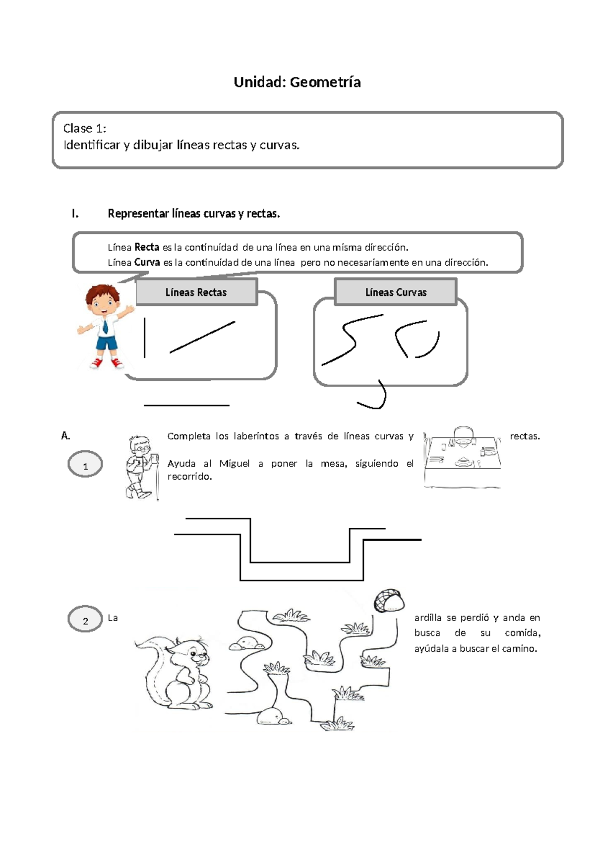 Unidad: Geometría - Clase 1: Líneas Rectas y Curvas - Actividades - Studocu