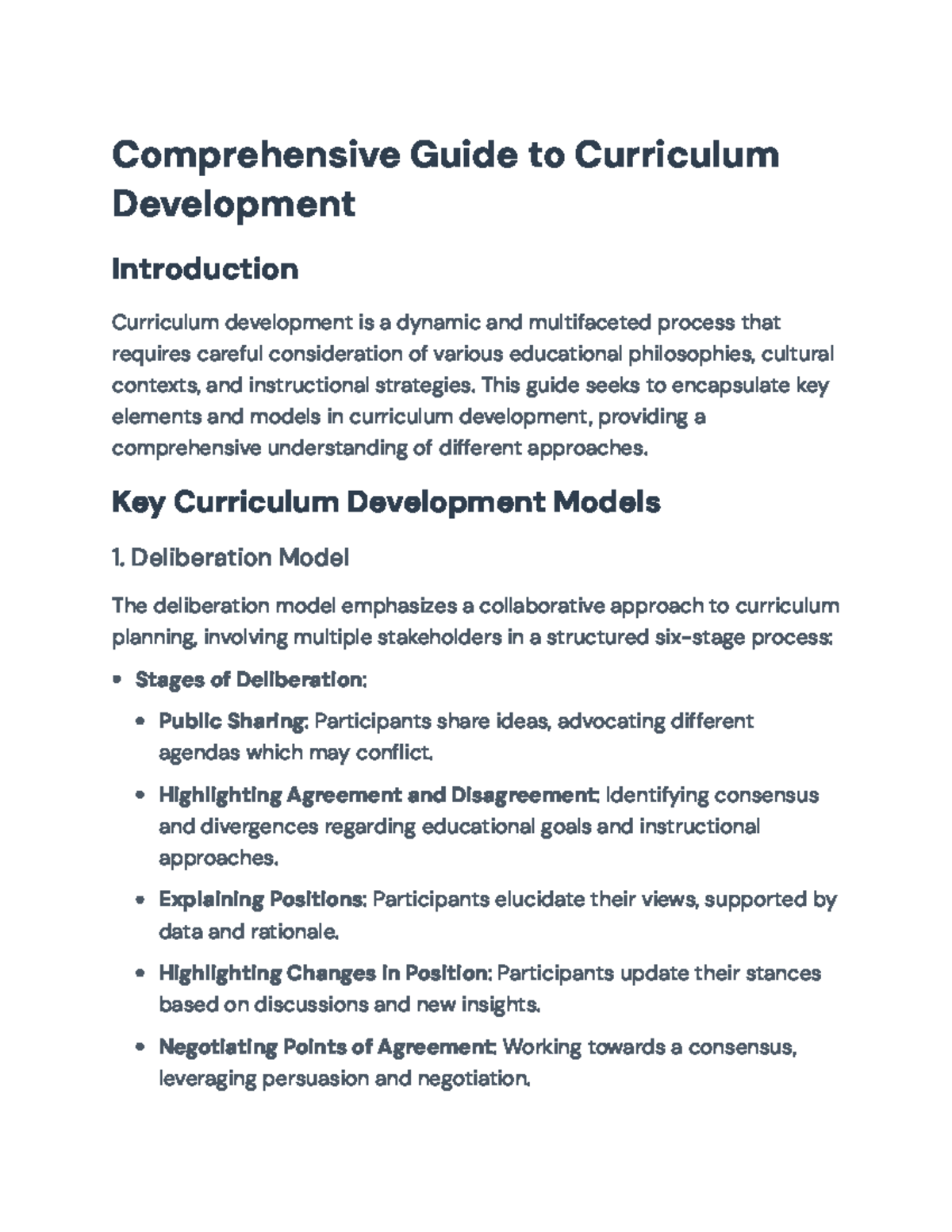Comprehensive Guide to Curriculum Development Models and Concepts - Studocu